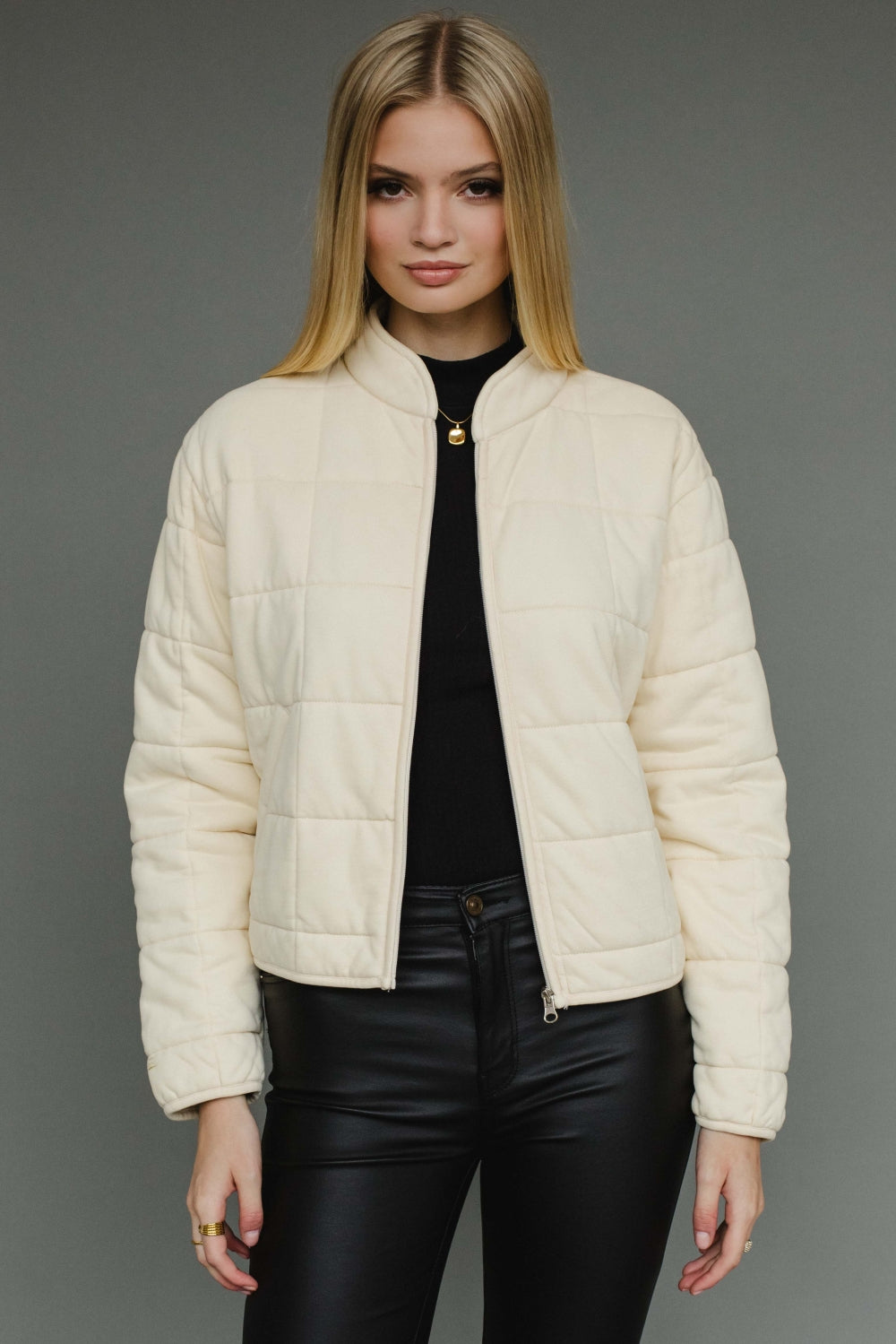 Cream Washed Quilted Jacket – Panache Apparel Collection