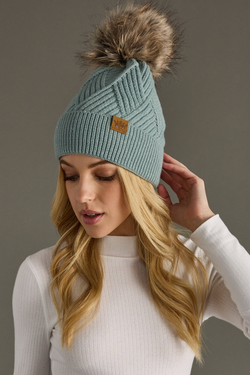 Dusty Blue Decorative Knit Pom Hat – Panache Apparel Collection
