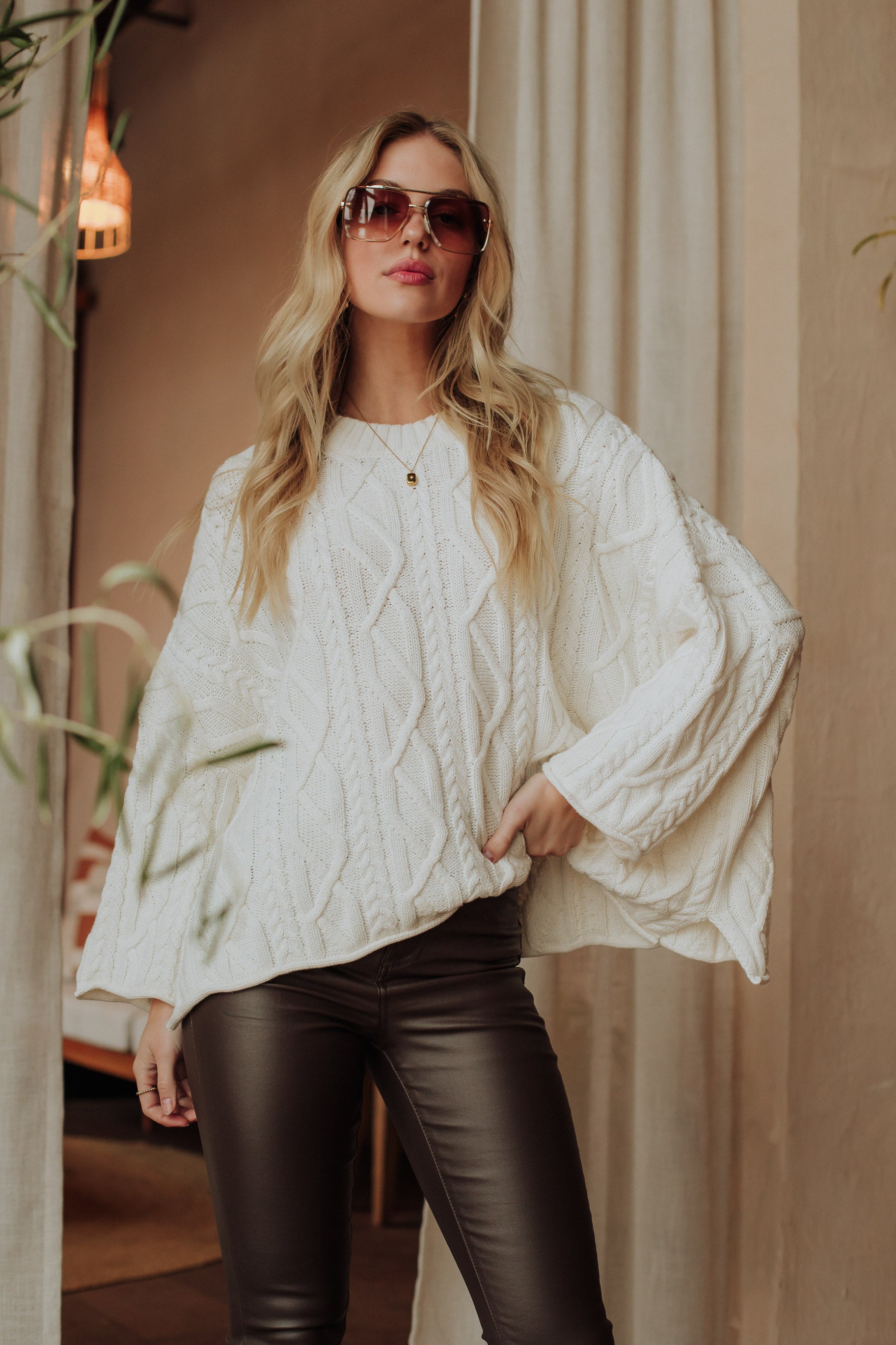 Ivory Cable Knit Sweater – Panache Apparel Collection
