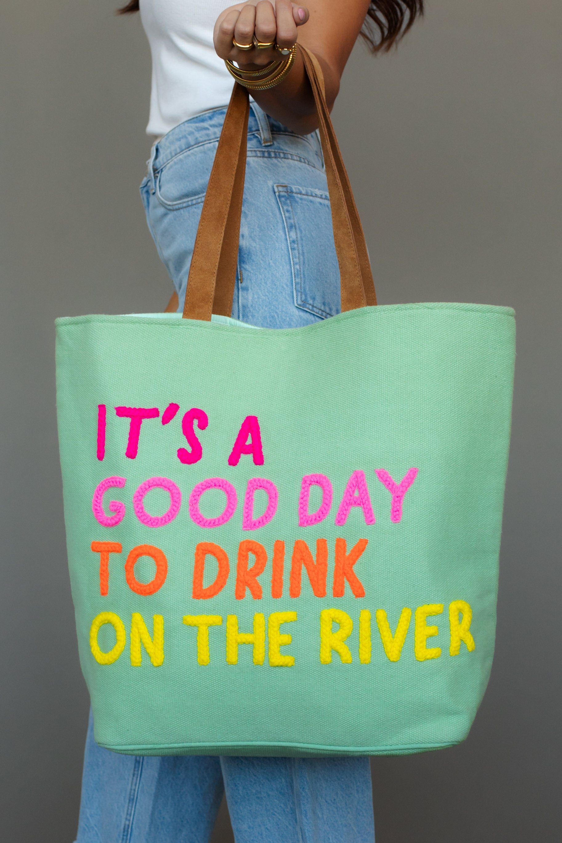 Mint Drink On The River Tote – Panache Apparel Collection