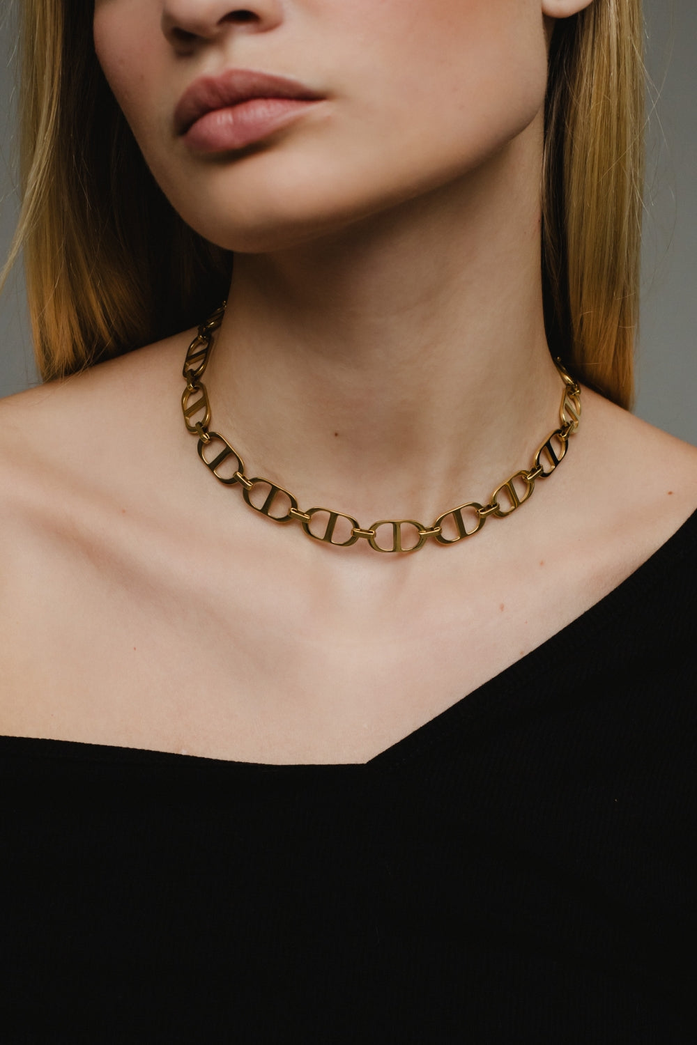 Luxe Gold Oval Chain Link Necklace – Panache Apparel Collection
